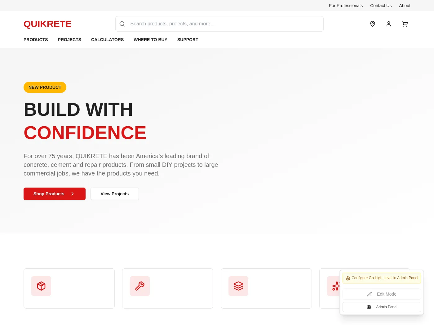 Quikrete Website Replica for Go High Level Integration