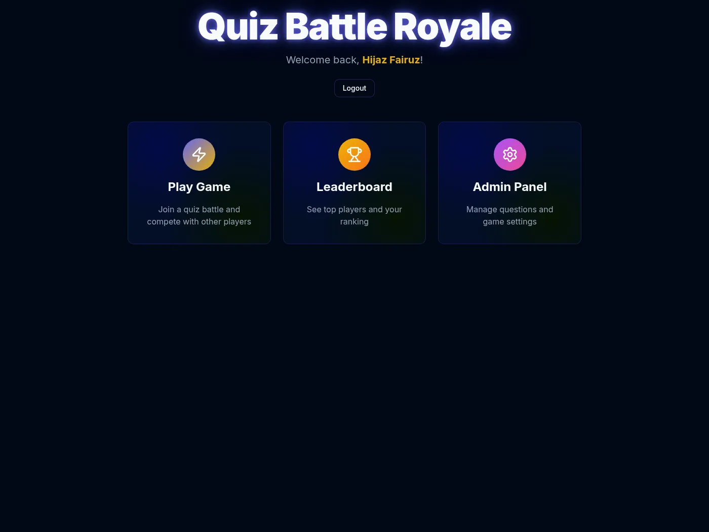 Quiz Battle Royale: Real-Time Multiplayer MCQ Game Web App