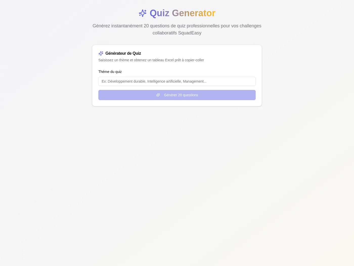 Quiz Generator for Collaborative Challenges