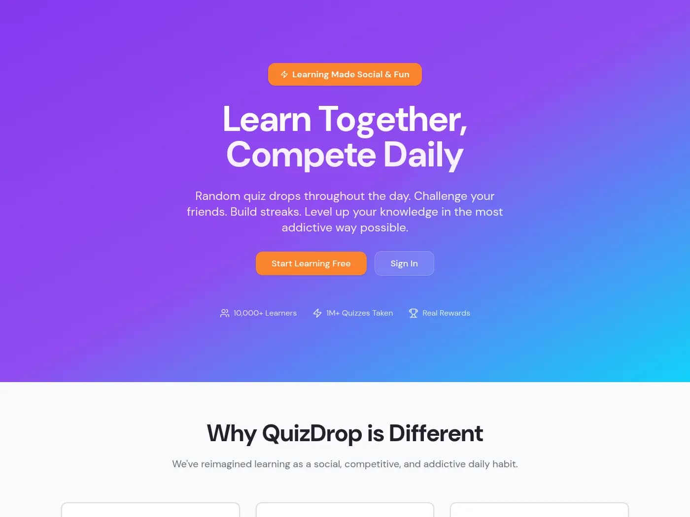 QuizDrop – Social Learning Challenge App