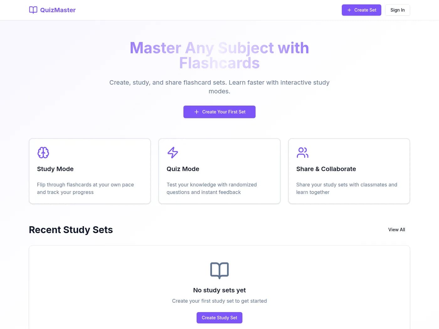QuizMaster - Collaborative Flashcard and Quiz App
