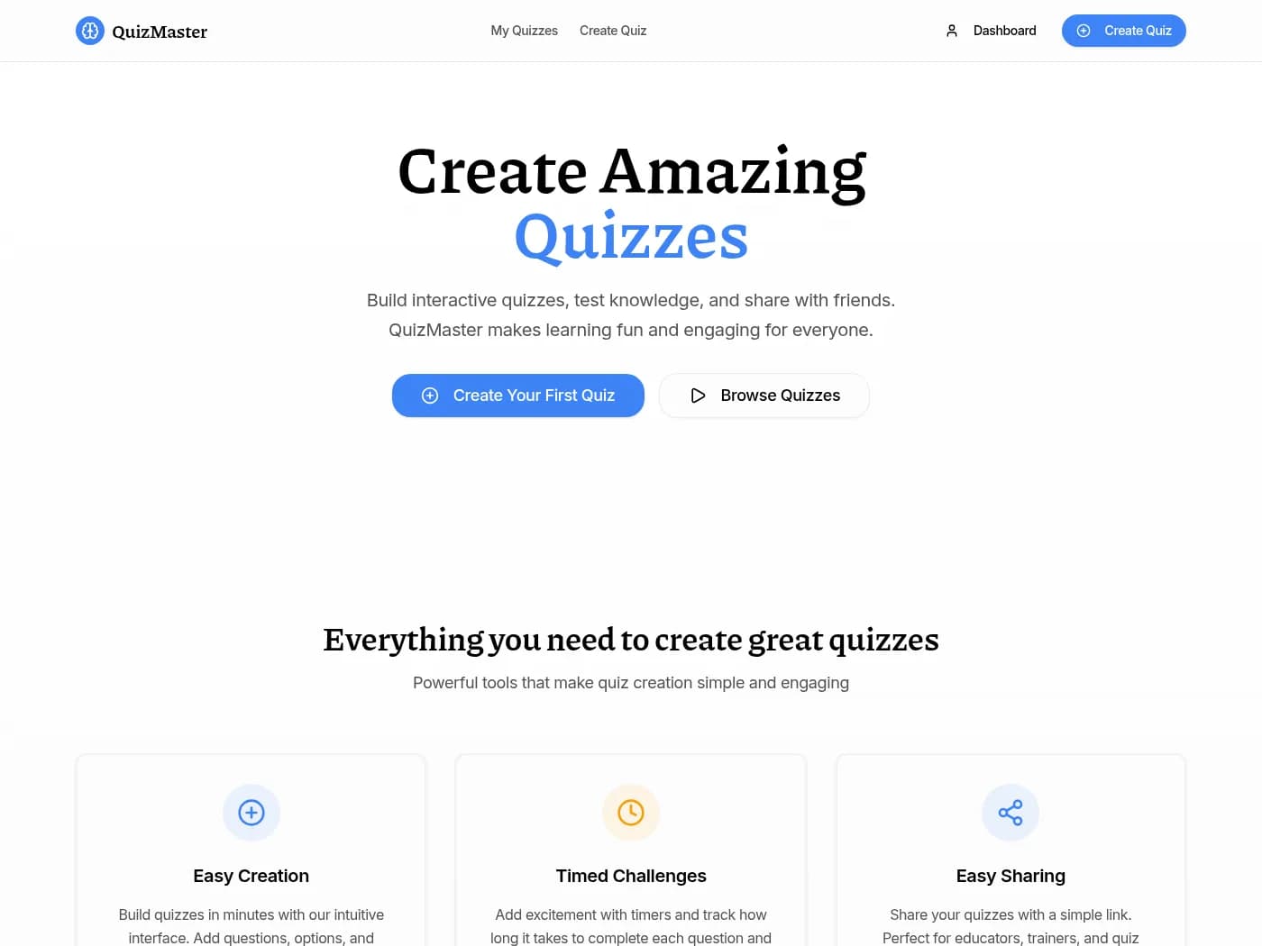 QuizMaster: Interactive Quiz Platform