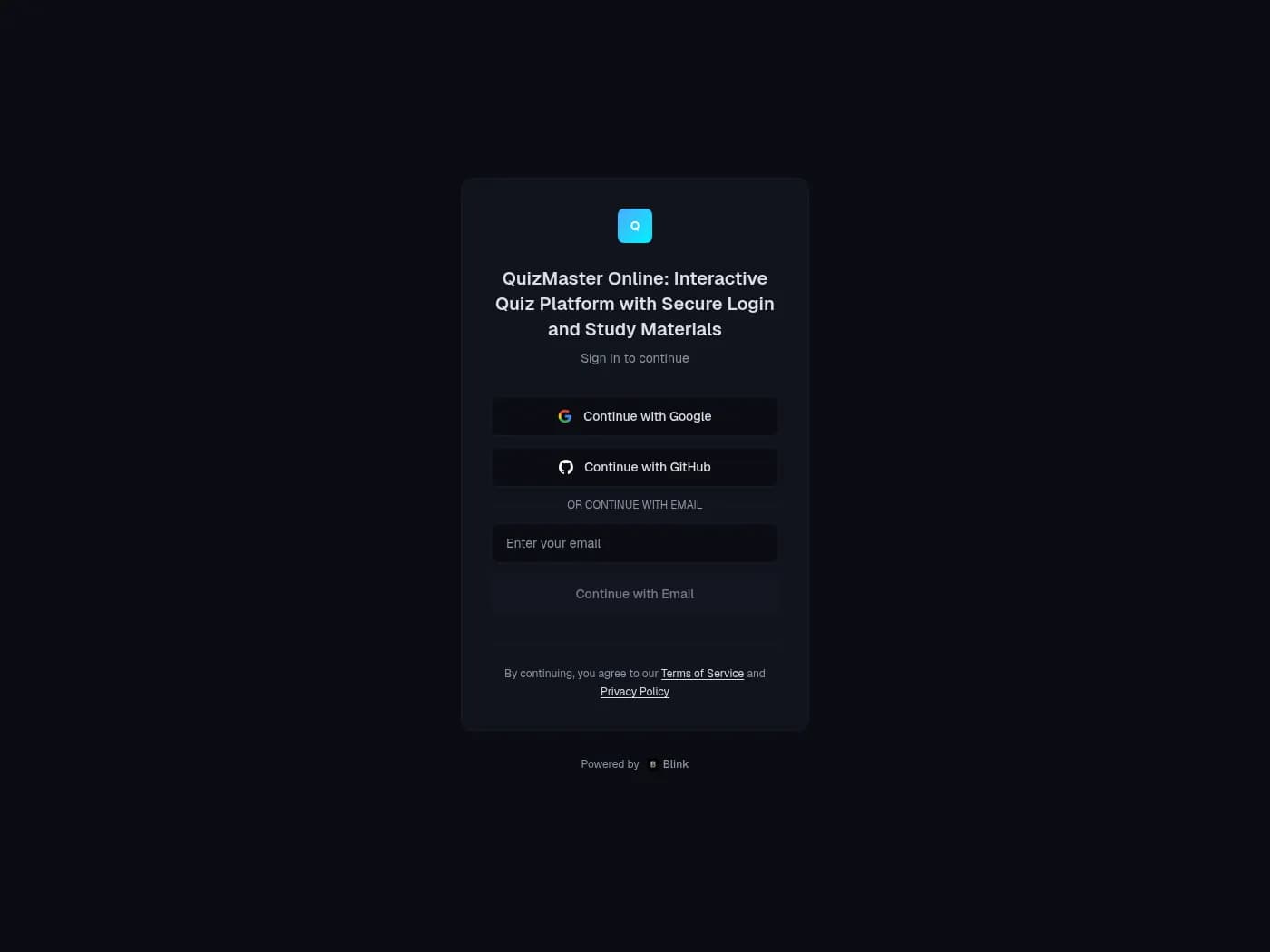 QuizMaster Online: Interactive Quiz Platform with Secure Login and Study Materials