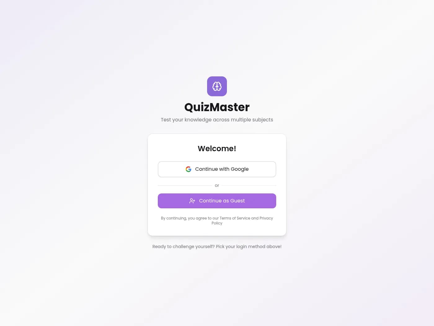 QuizMaster: Multi-Subject Knowledge Game