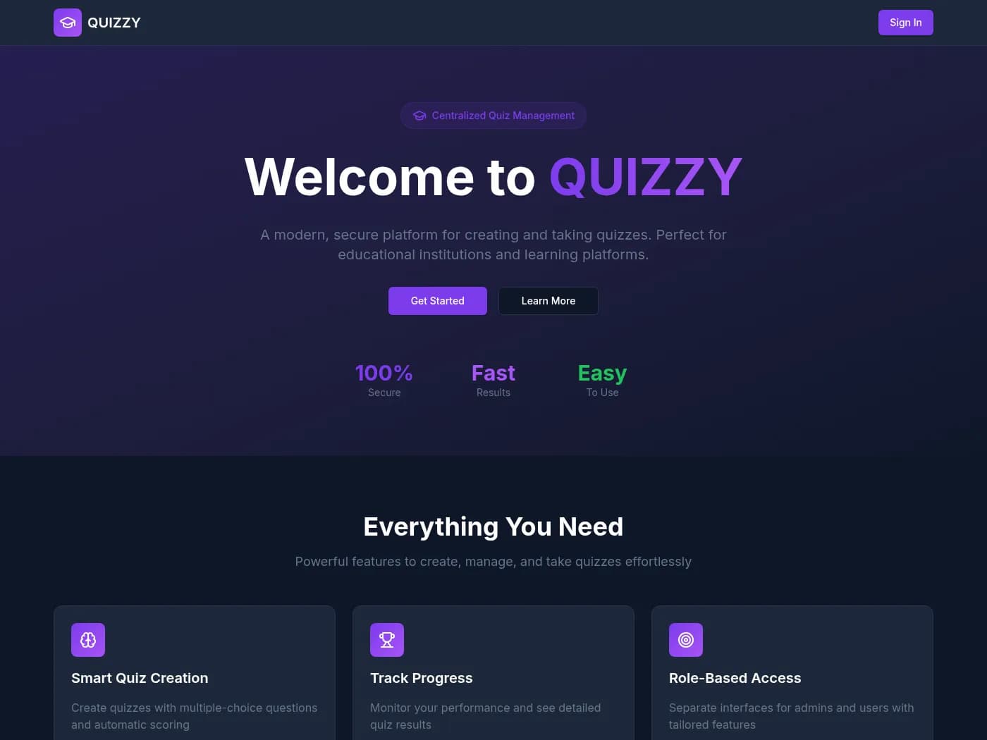 QUIZZY: Centralized Secure Quiz Management Platform