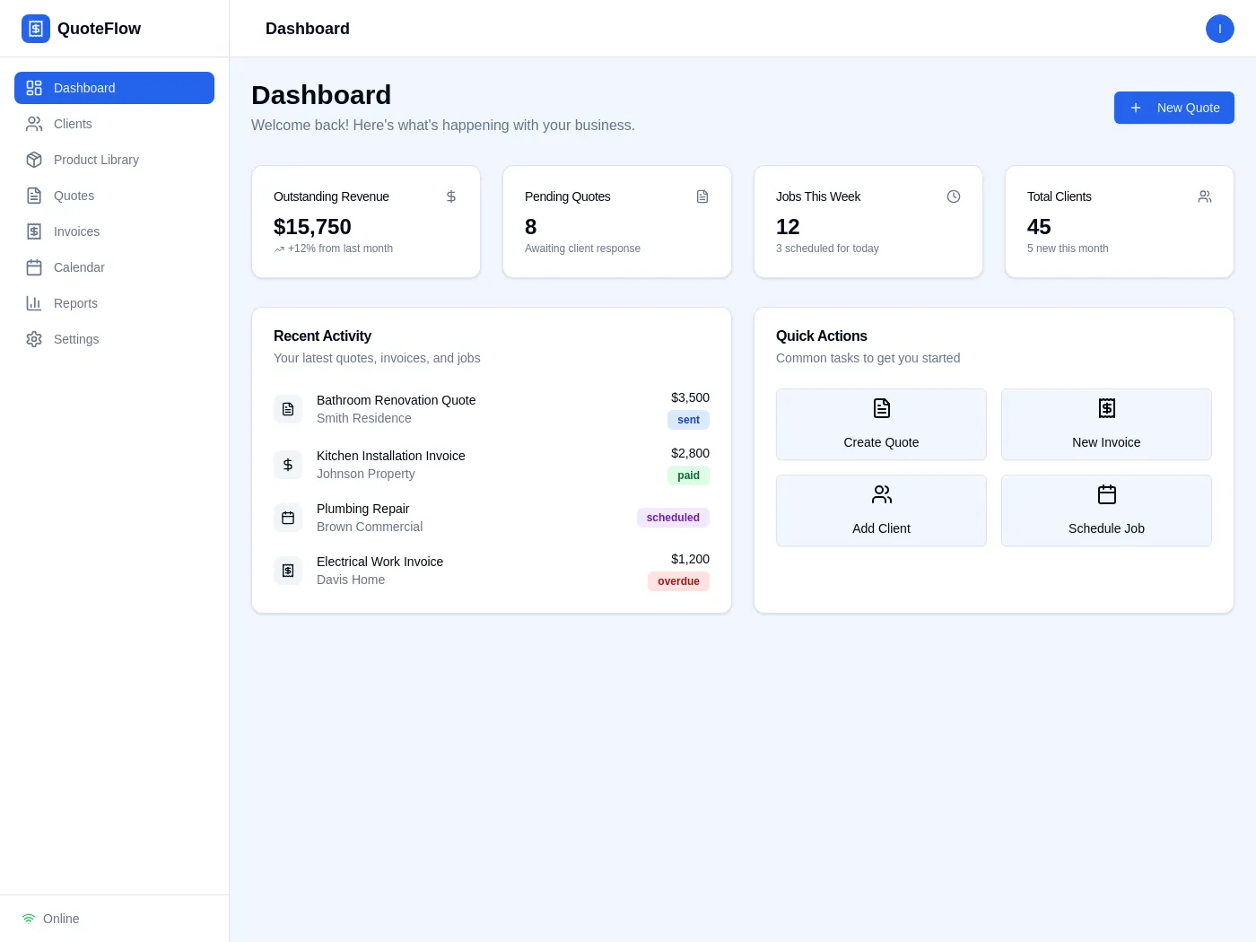 Quote & Invoice Streamlining App