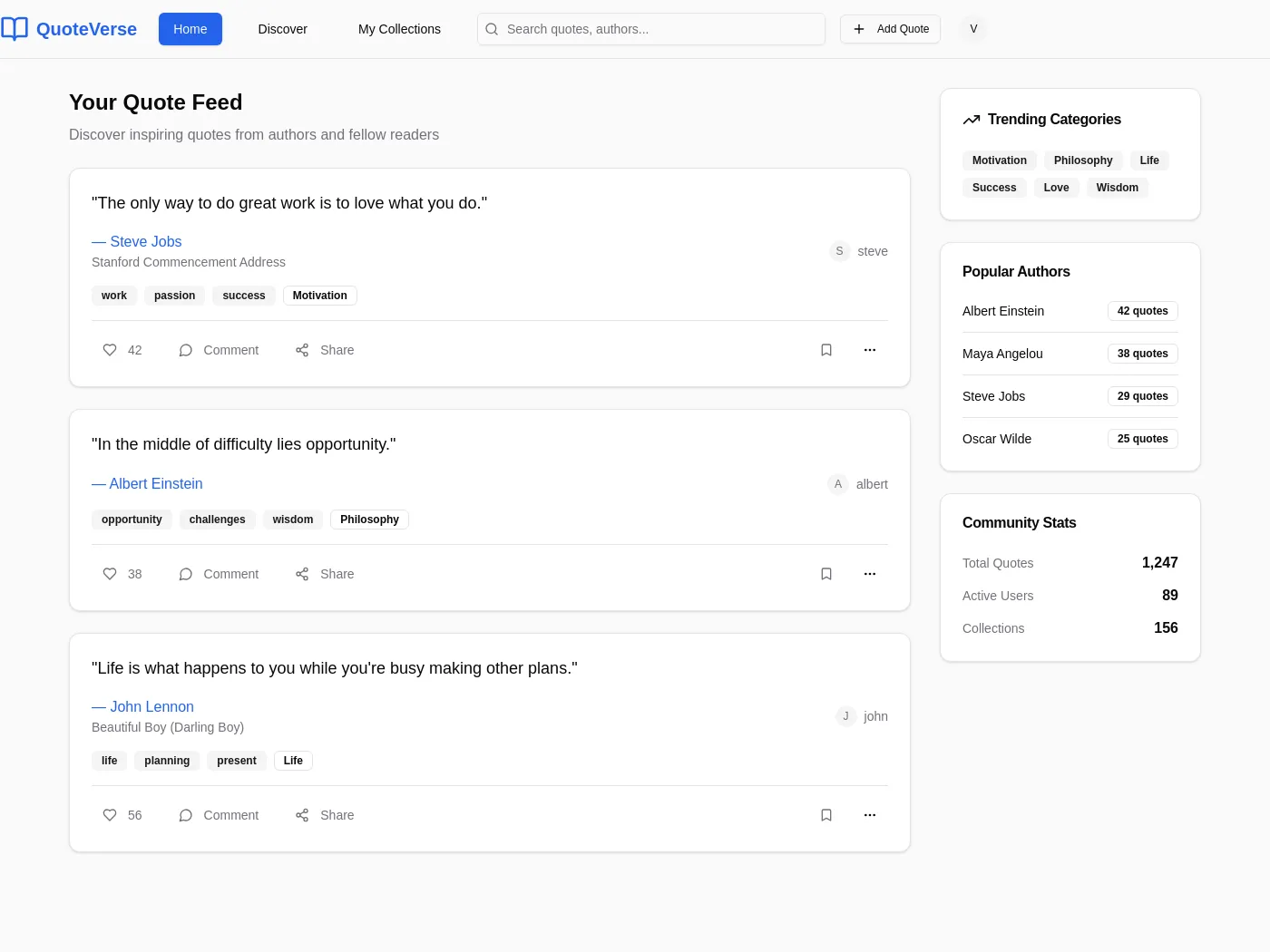 QuoteVerse: Social Quotes Sharing Platform