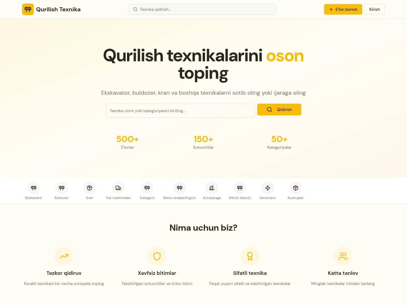 Qurilish Texnikalari OLX Platformasi
