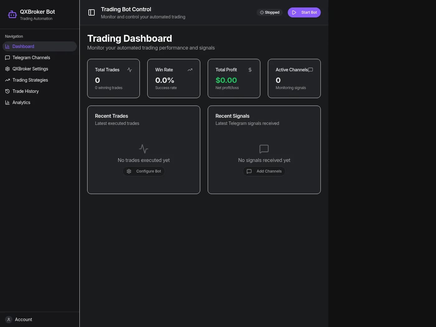 QXBroker Telegram Signal Automated Trading Bot