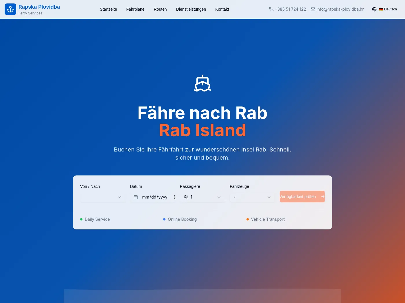 Rab Ferry Booking Platform