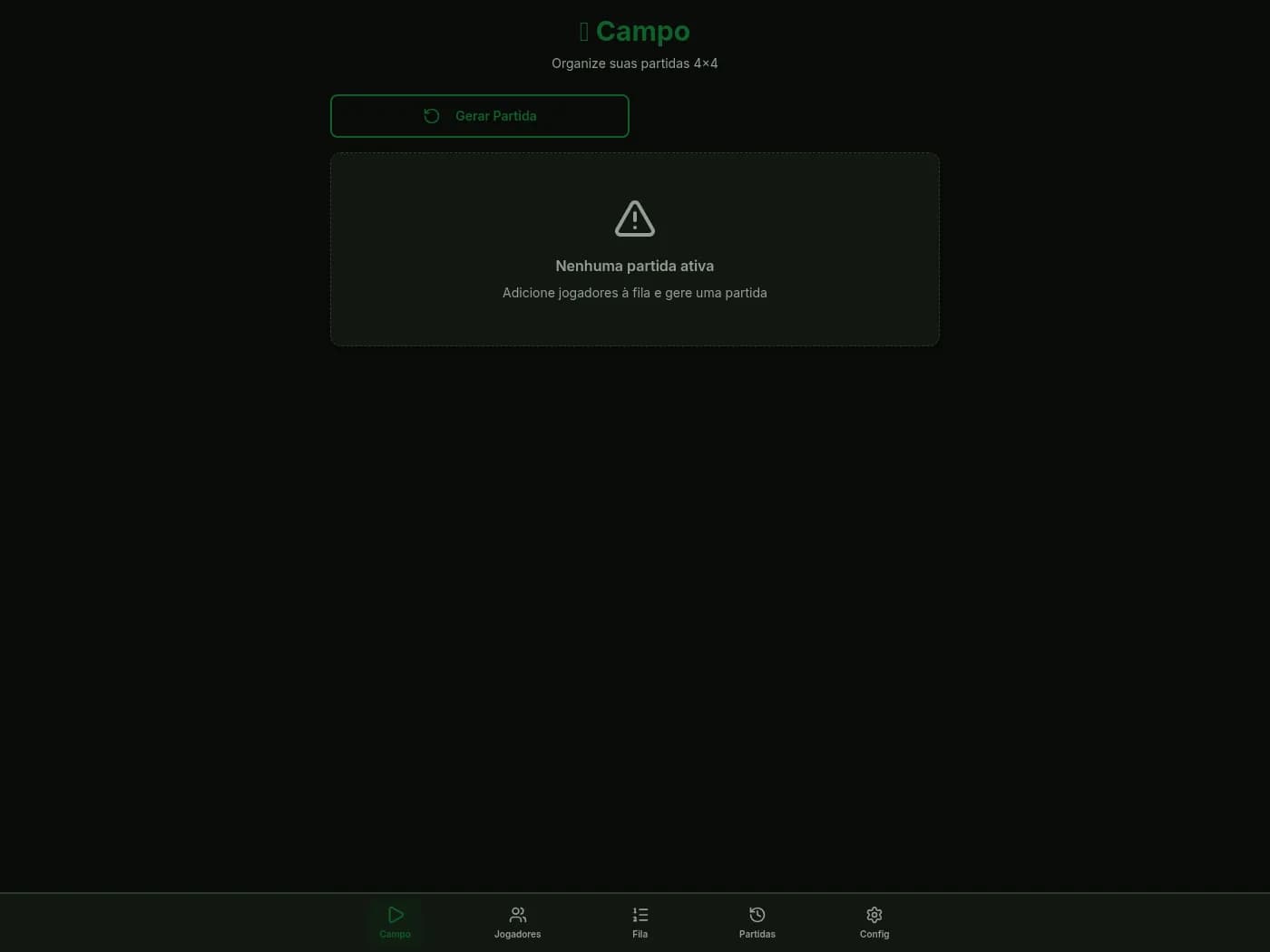 Racha 4x4 — Organizador Offline de Partidas com Fila e Substituições