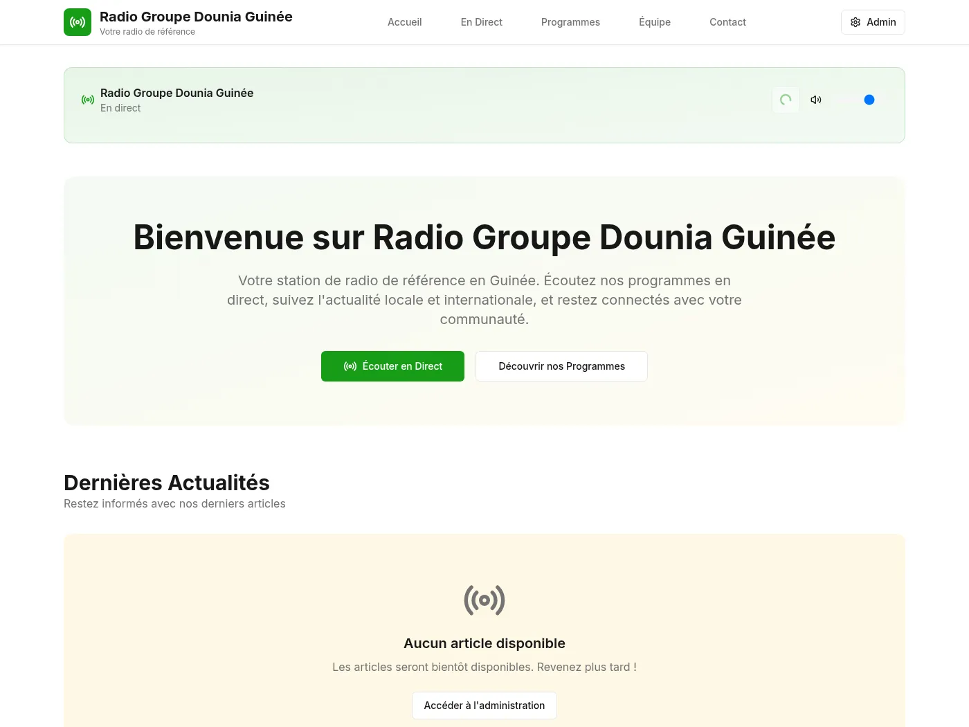 Radio Groupe Dounia Guinée Web Platform