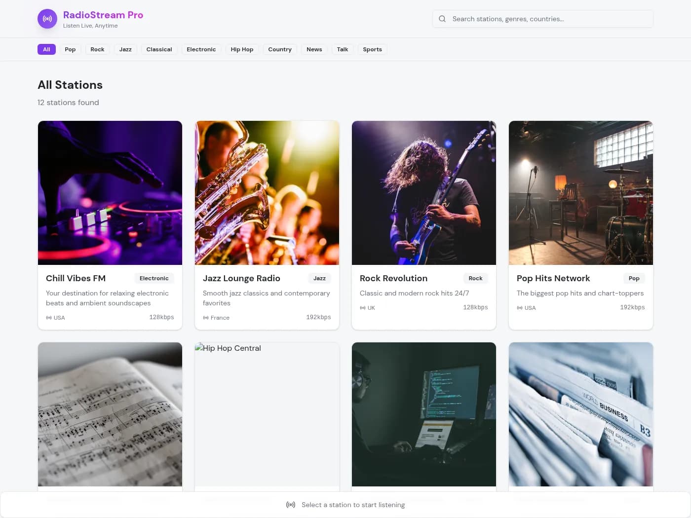 RadioStream Pro: Seamless Online Radio Streaming App