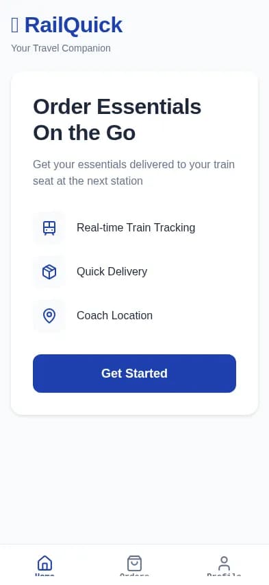 RailQuick – On-Demand Essentials Delivery App for Train Passengers
