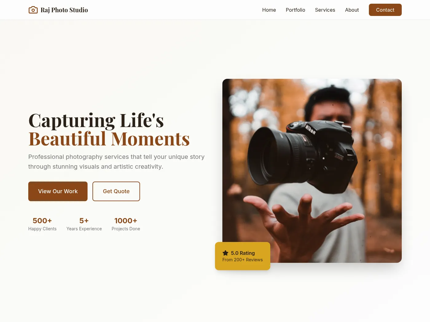 Raj Photo Studio Portfolio Website