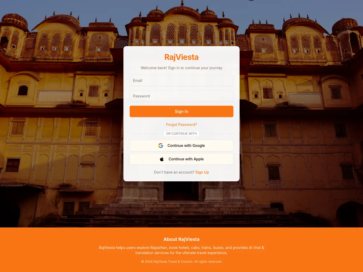 RajViesta Travel & Tourism Rajasthan Mockup Web App