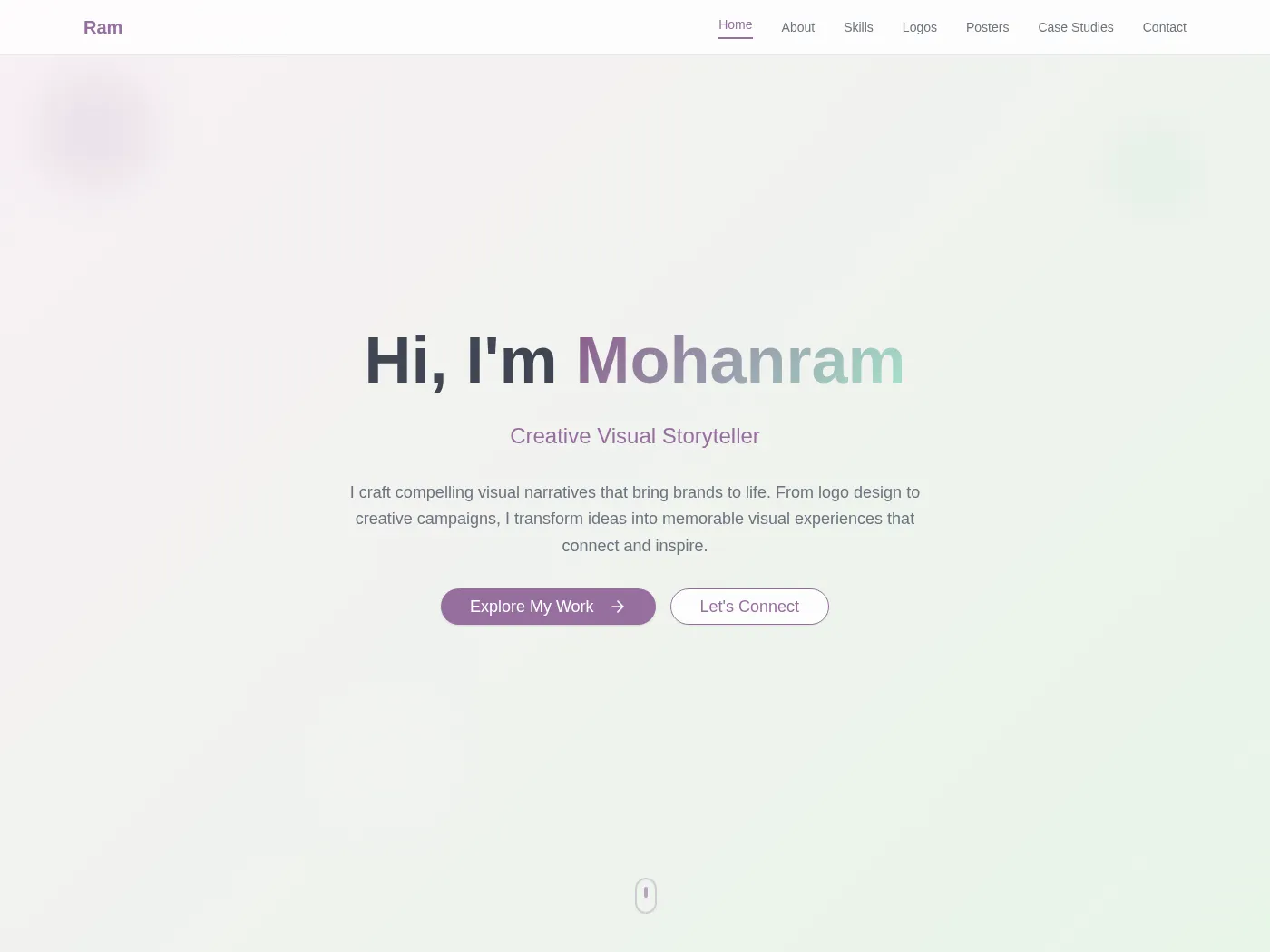 Ram's Interactive Minimal Portfolio for Graphic Design