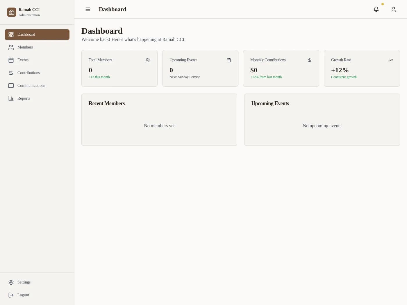Ramah Christian Center International Administration App
