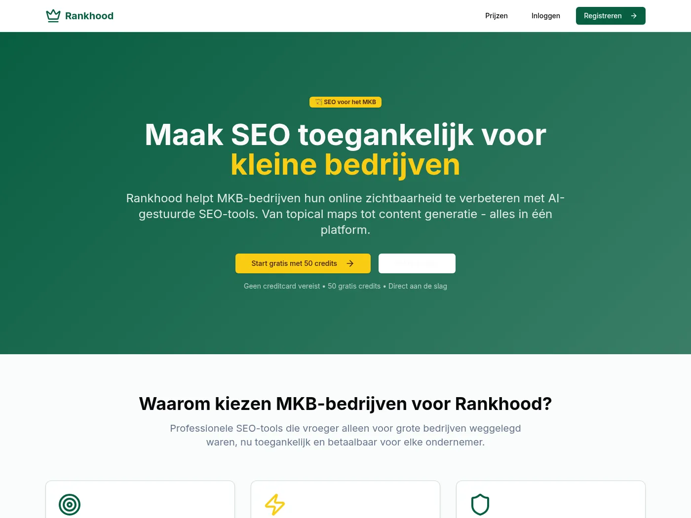 Rankhood – AI-gestuurde semantische SEO-tool voor MKB