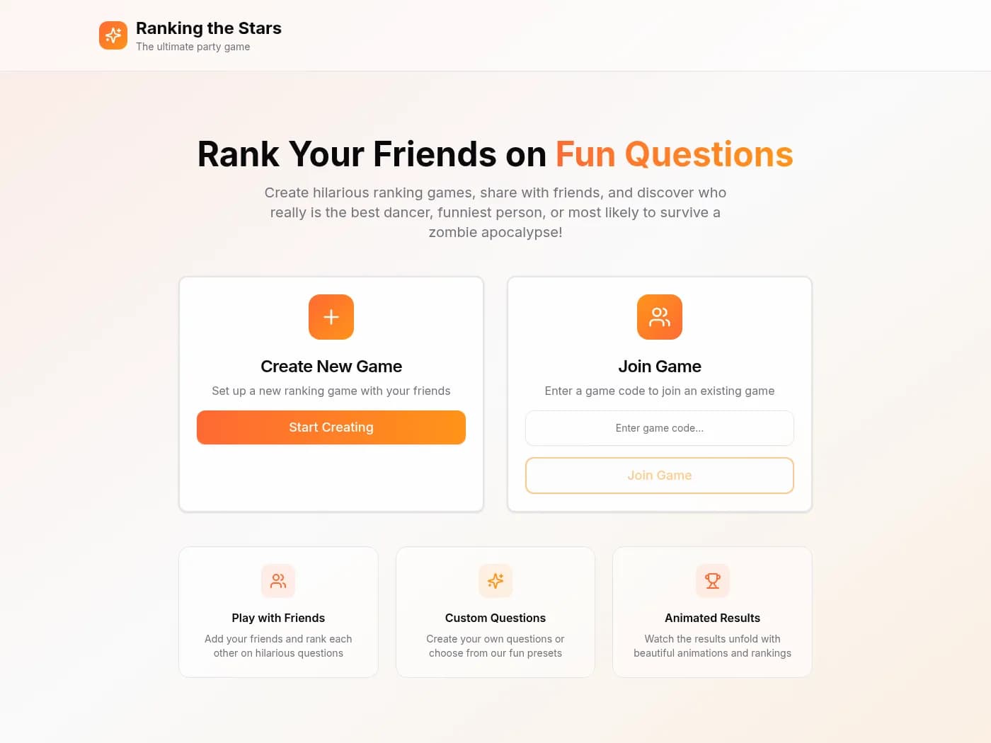 Ranking the Stars - Online Party Game
