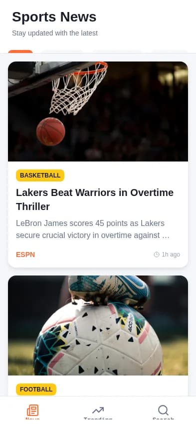 Rapid Sports News Android App