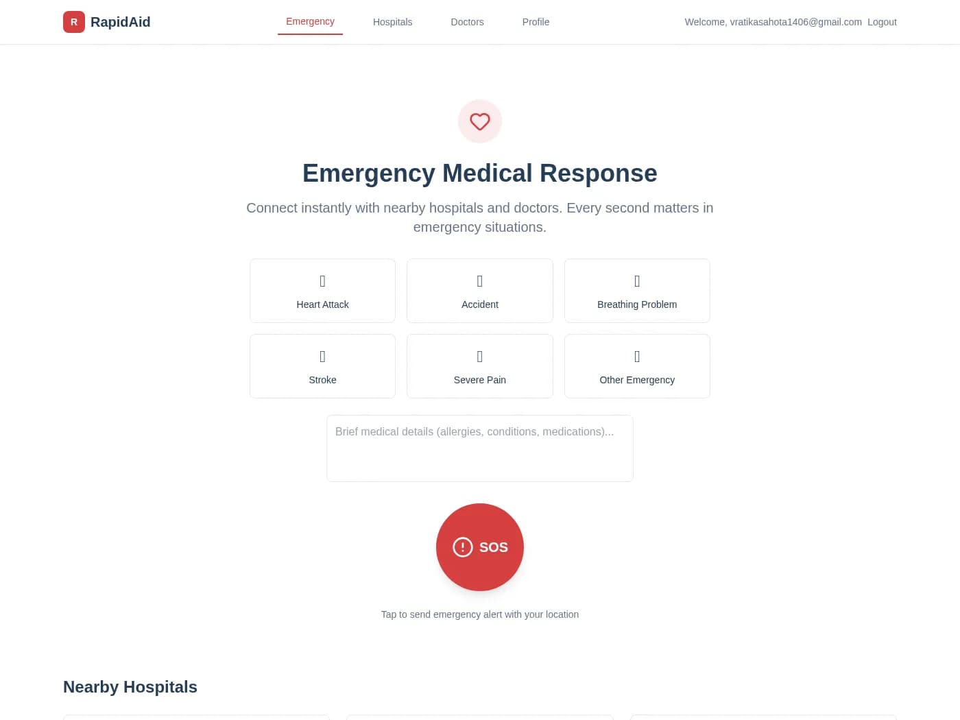RapidAid: Real-Time Emergency Medical Response Platform for Bengaluru