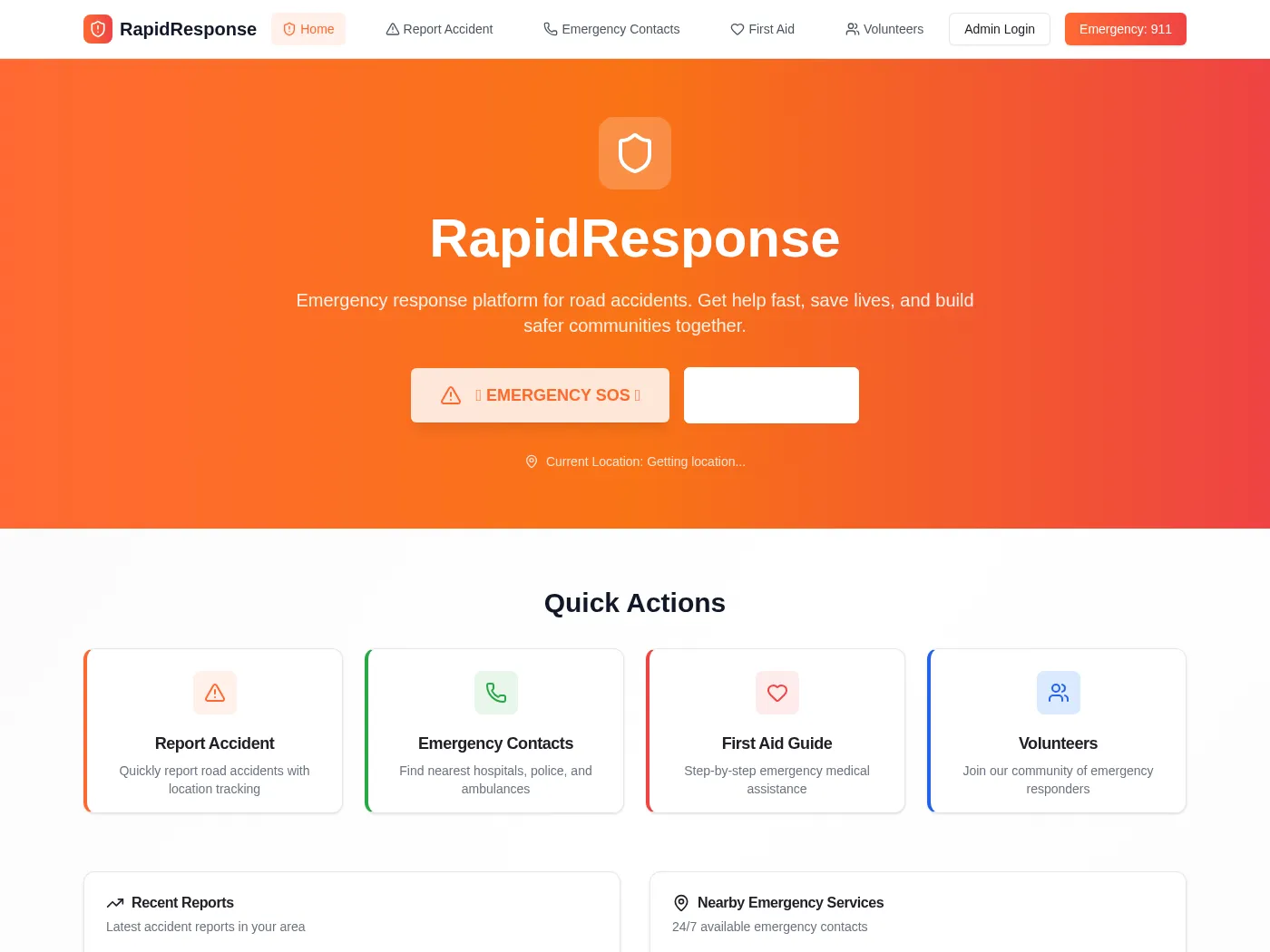 RapidResponse - Scalable Road Accident Emergency and Awareness Web Platform