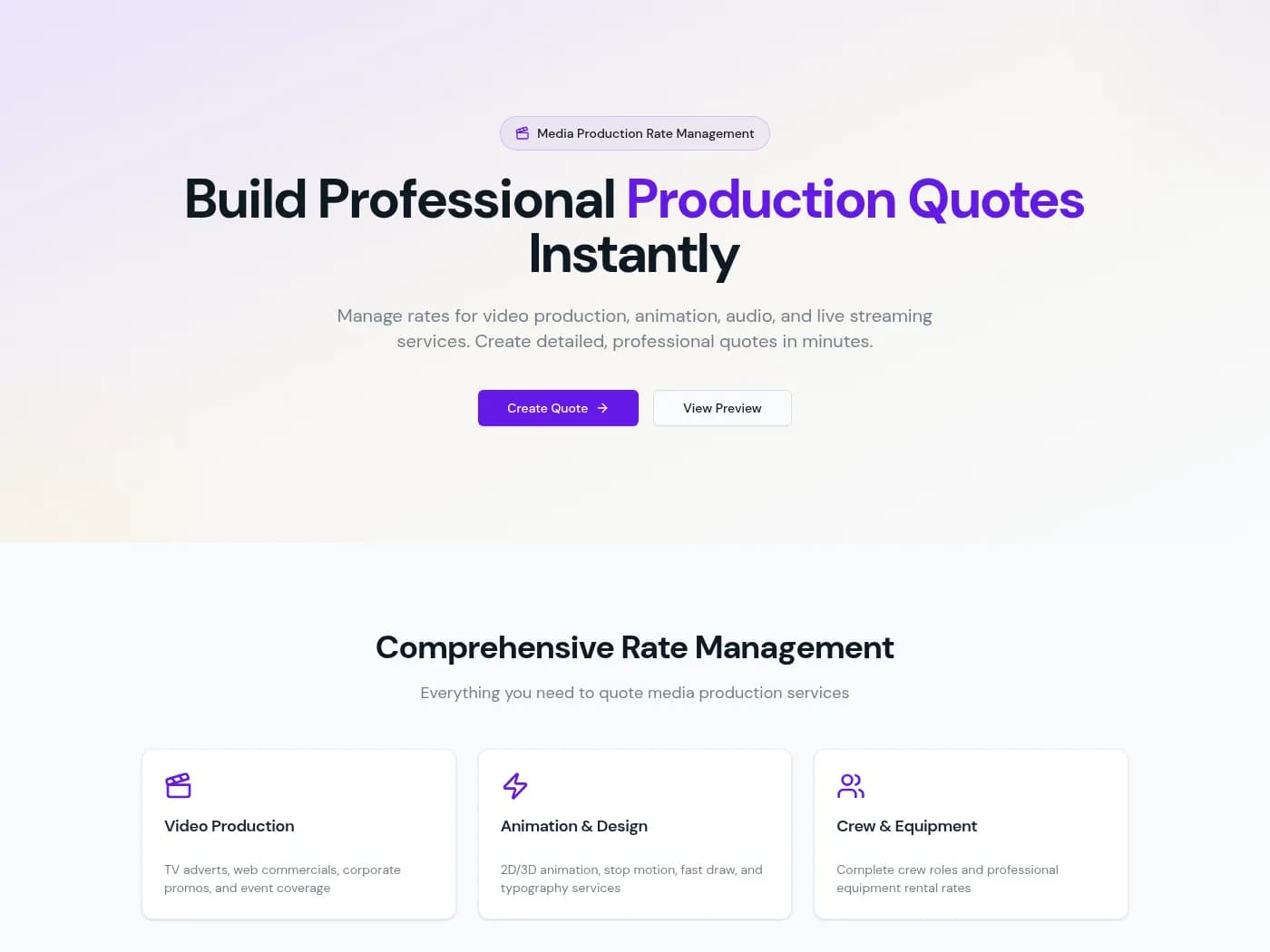 Rate Management System for Media Production Services