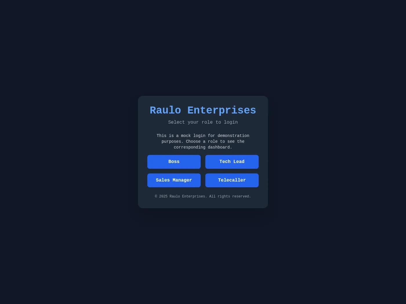 Raulo Enterprises Dashboard