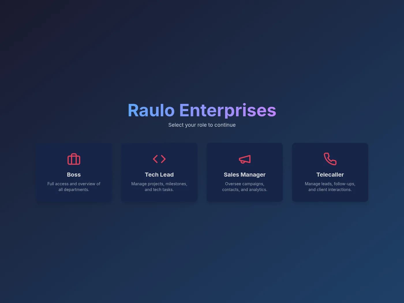 Raulo Enterprises Dashboard