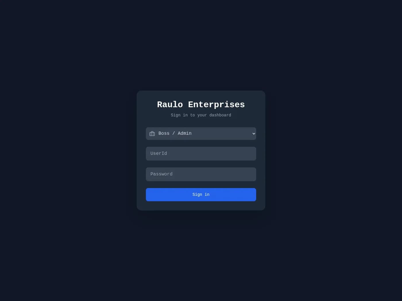 Raulo Enterprises Dashboard