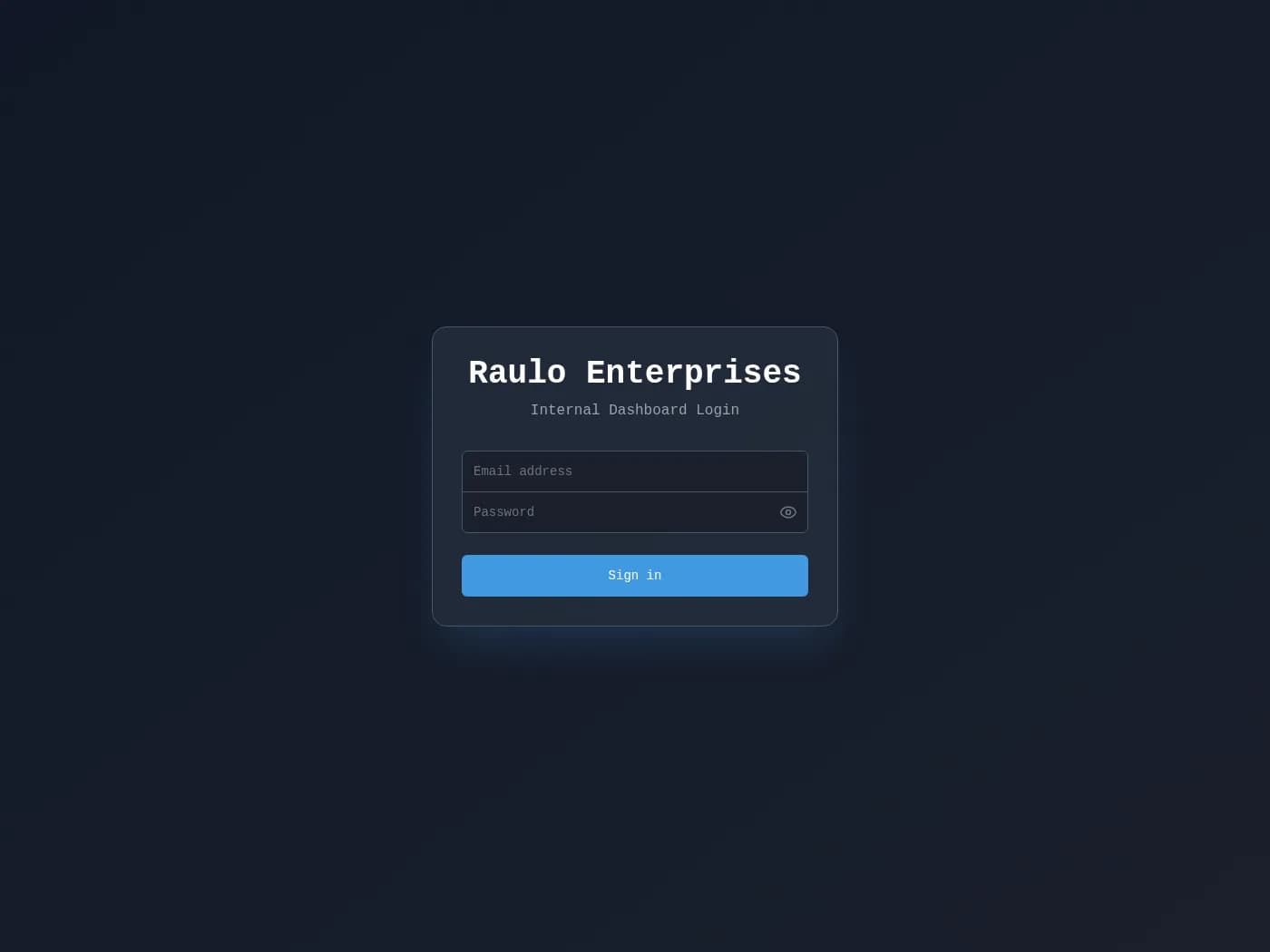 Raulo Enterprises Dashboard