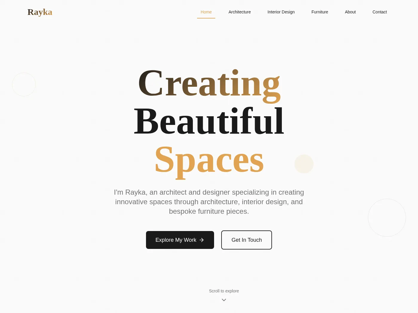 Rayka Portfolio Website for Architecture & Design