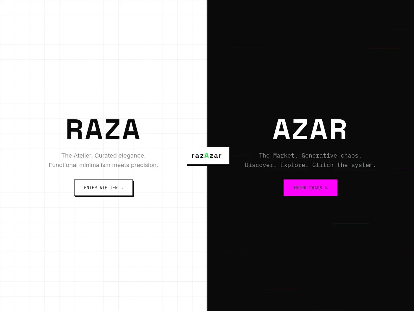 razAzar: Dual-Mode Crypto E-commerce Platform with Generative & Minimalist Experiences