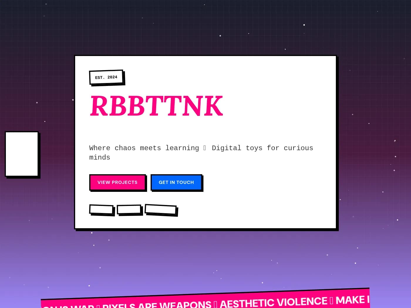 Rbbttnk: Punk Edu-Gaming Boutique Landing Page