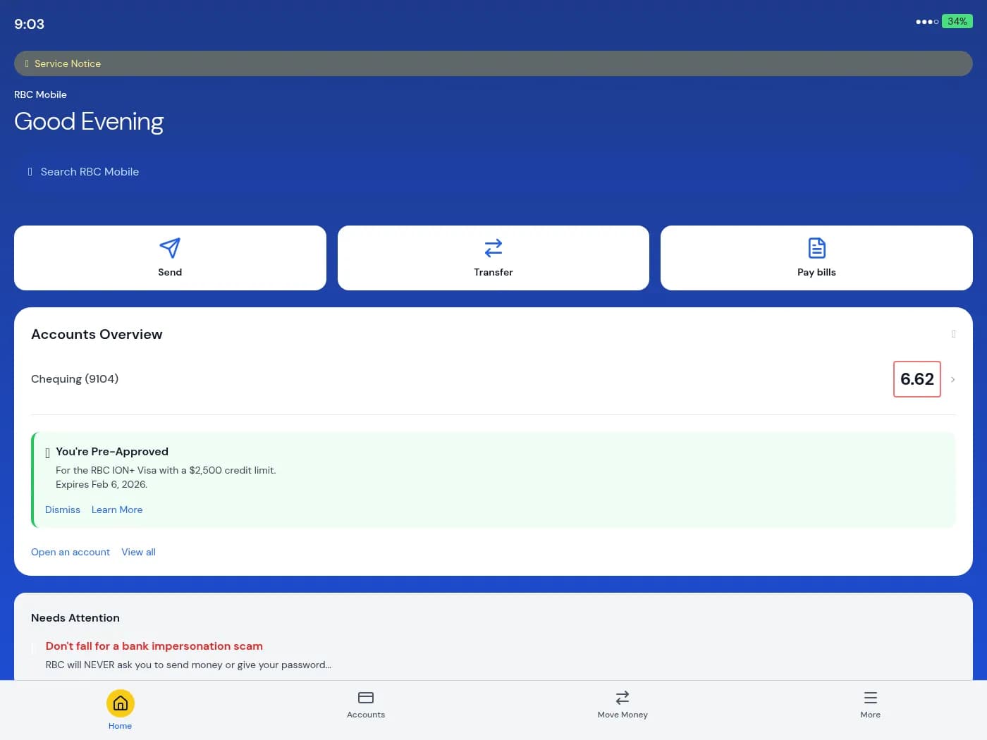 RBC Mobile Dashboard