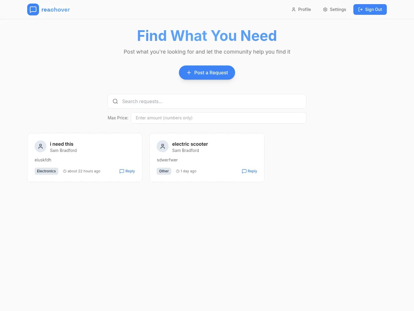 Reachover Marketplace - Community-Driven Item Exchange Platform