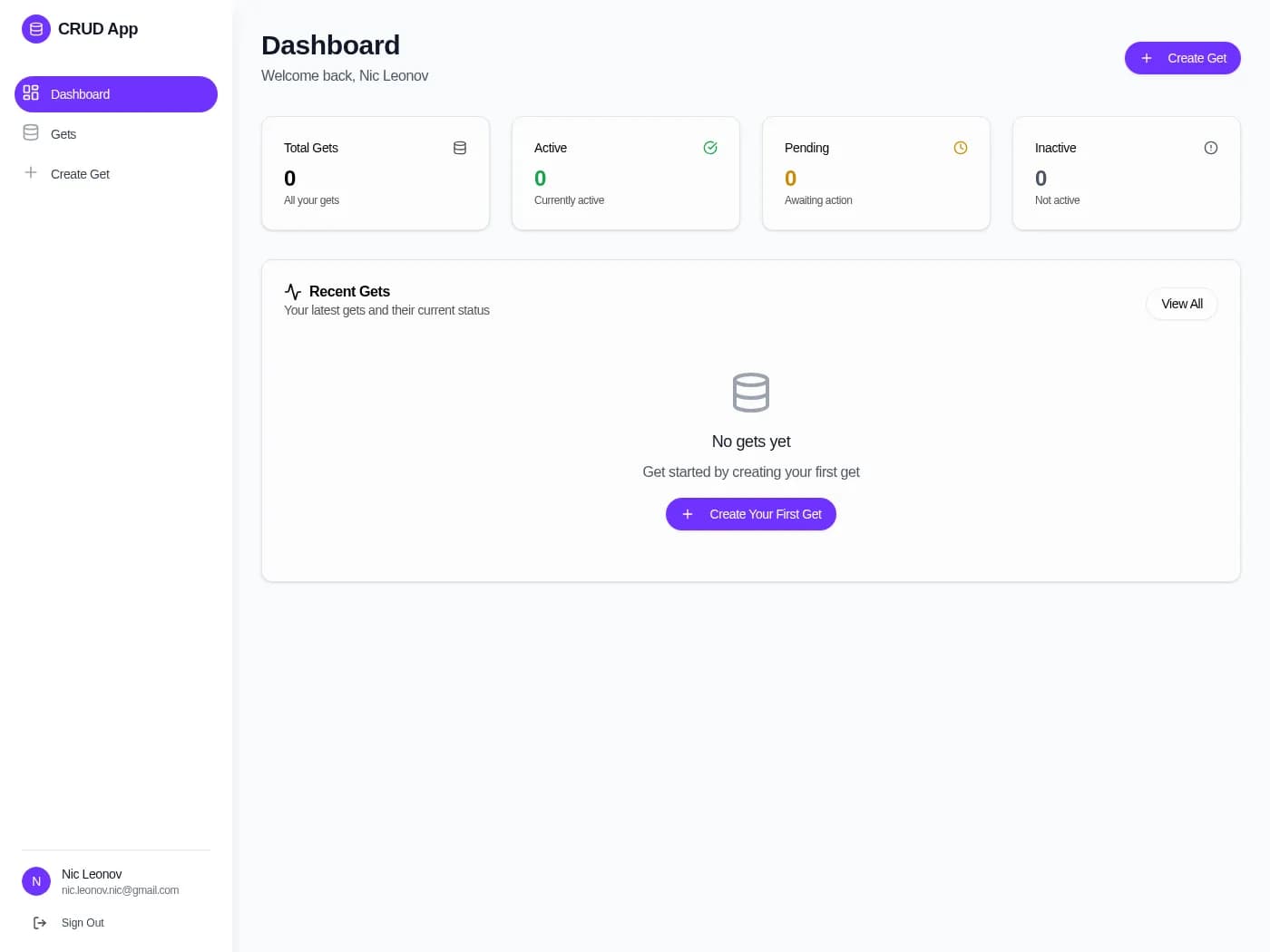React App with Authenticated Routing and CRUD for Gets Entity