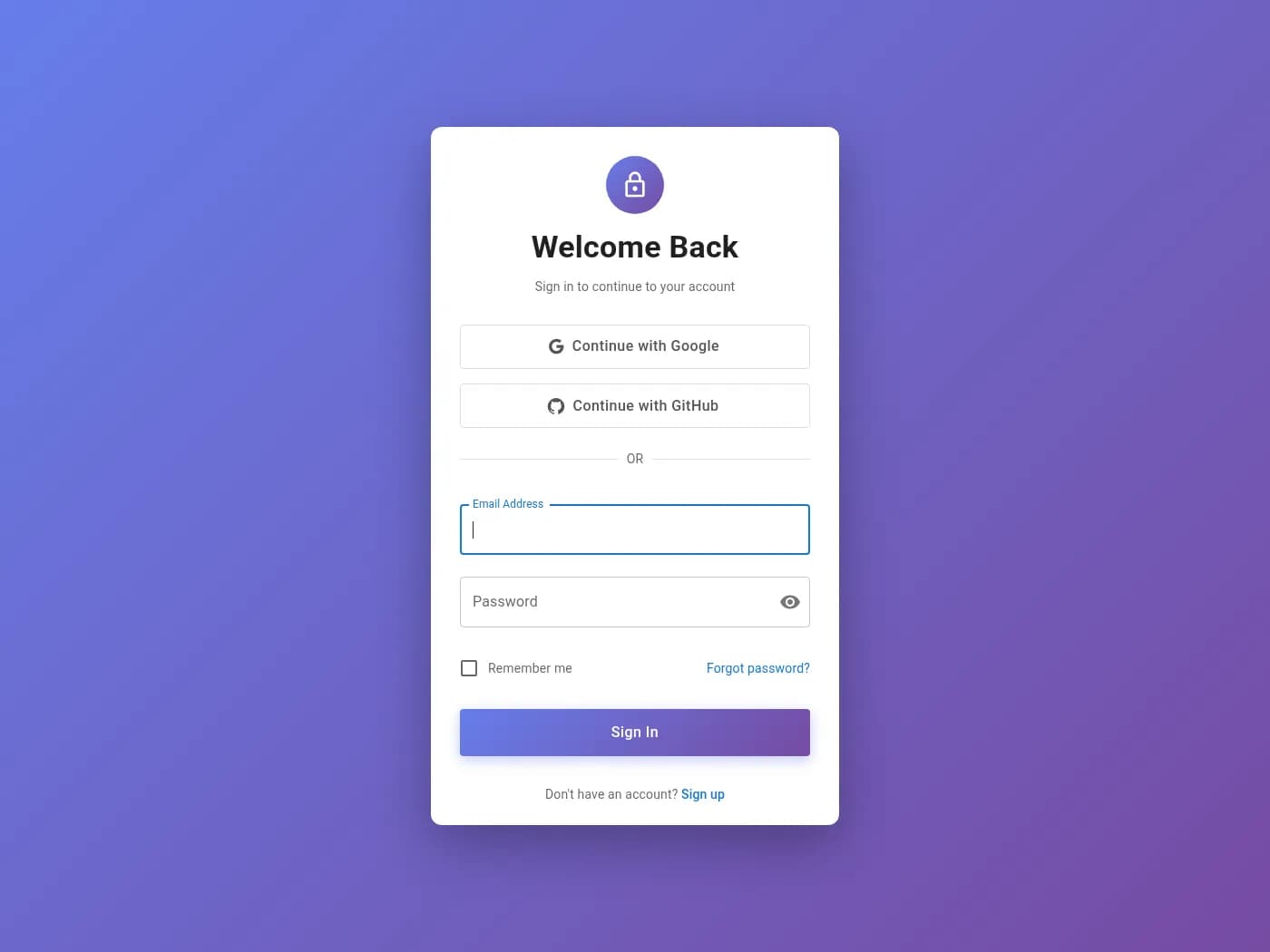 React Login Page with Material UI