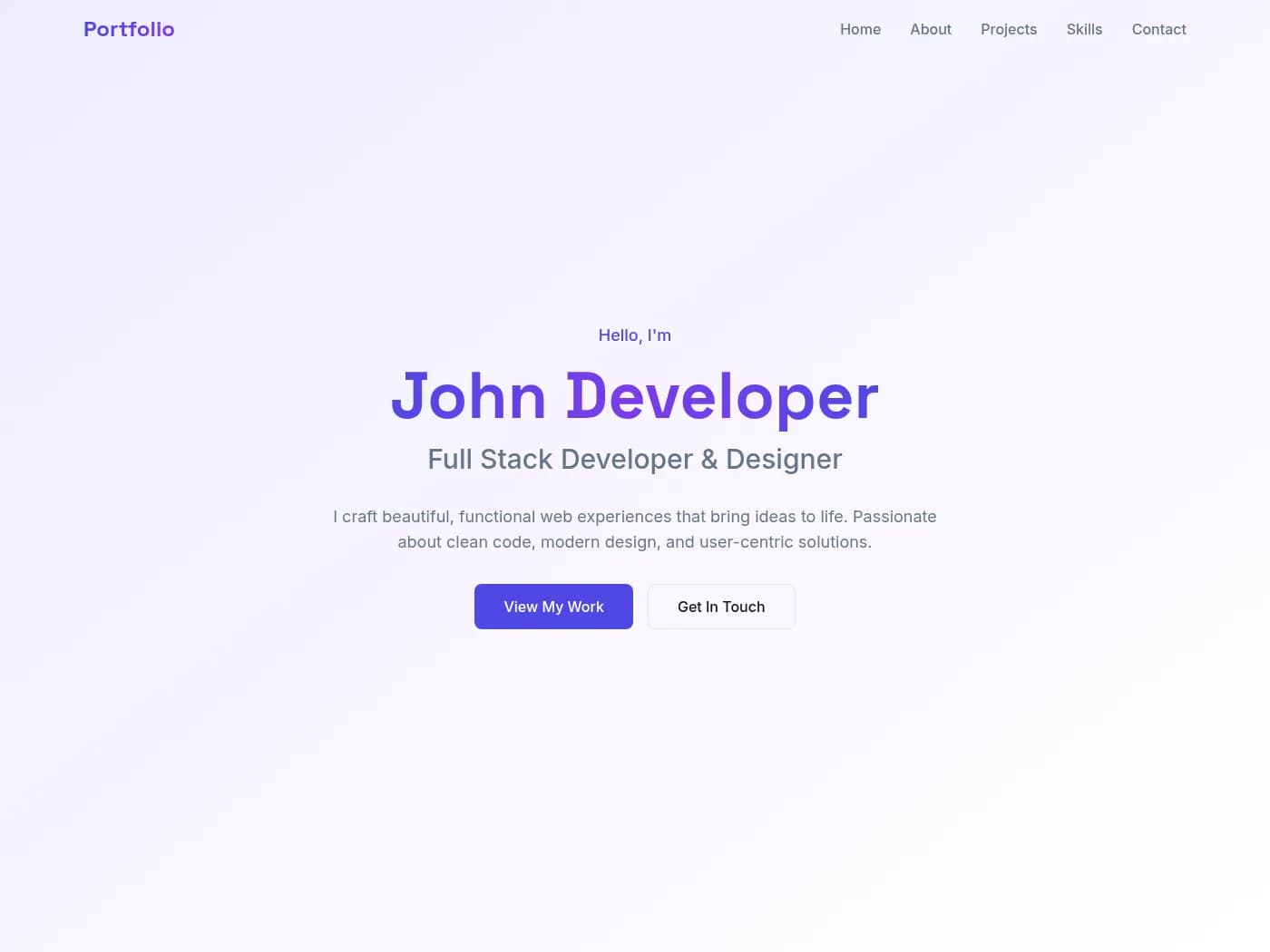 React Portfolio Website