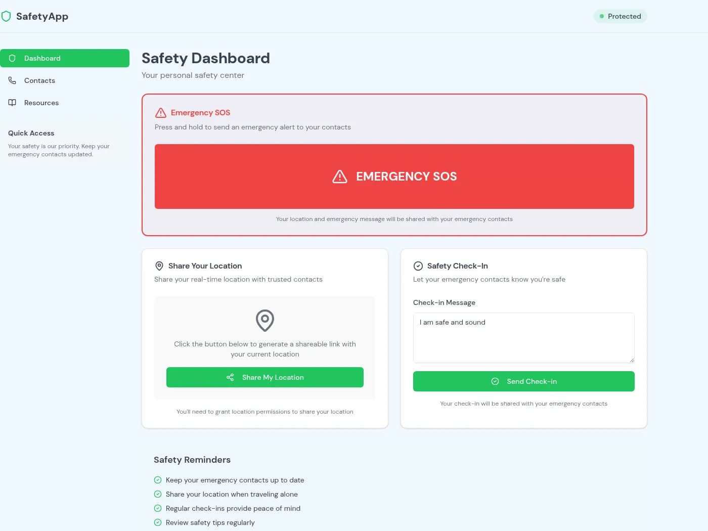 React Safety App with Python Backend
