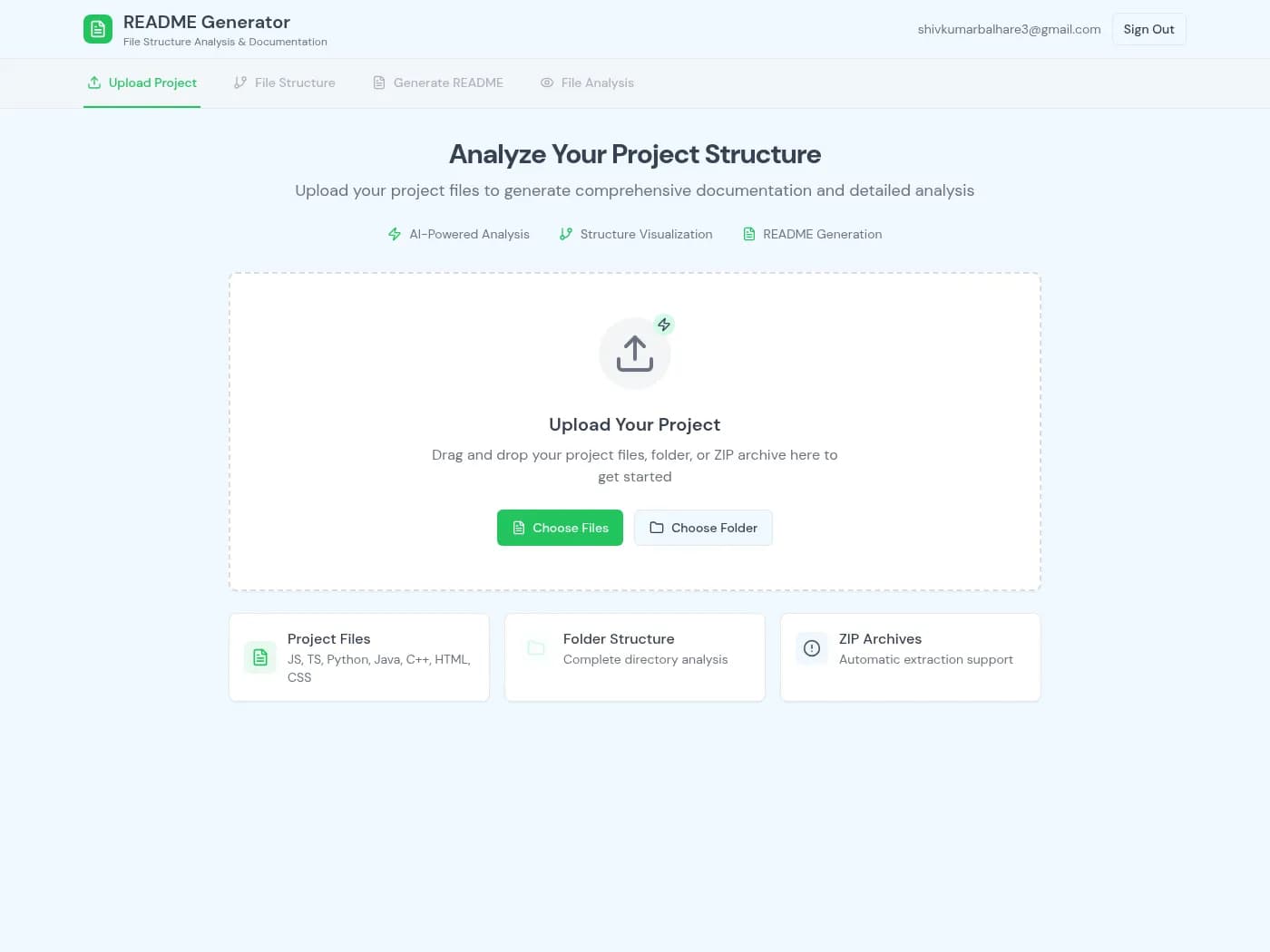 Comprehensive README Generator with File Structure Visualization