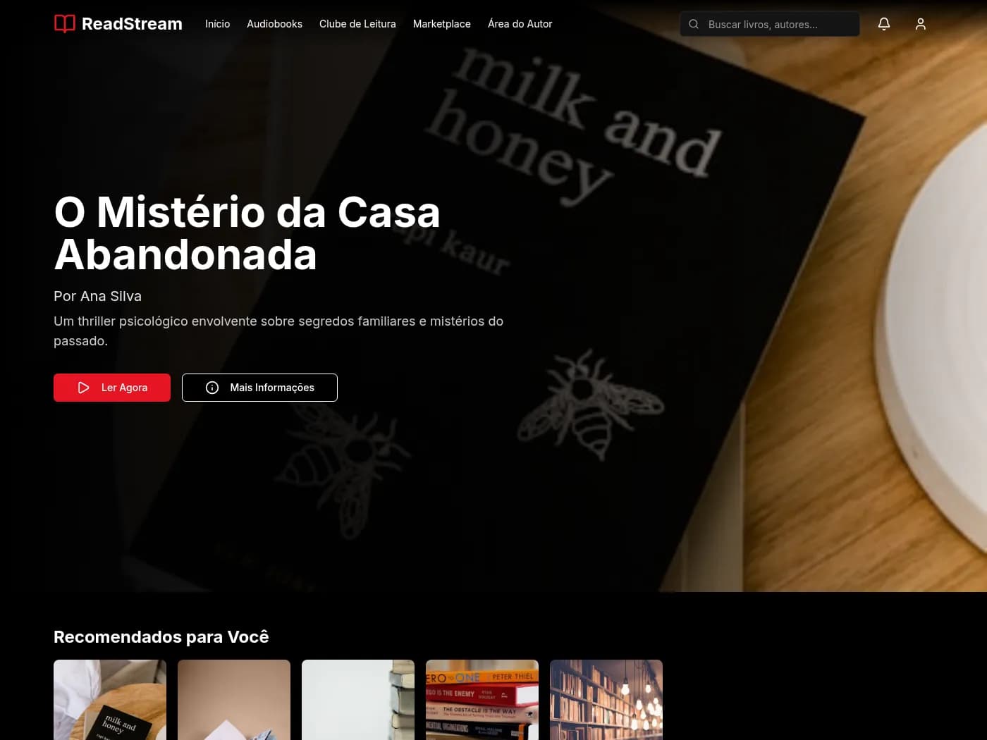 ReadStream – Plataforma Moderna de Streaming de eBooks e Audiobooks com Experiências Interativas