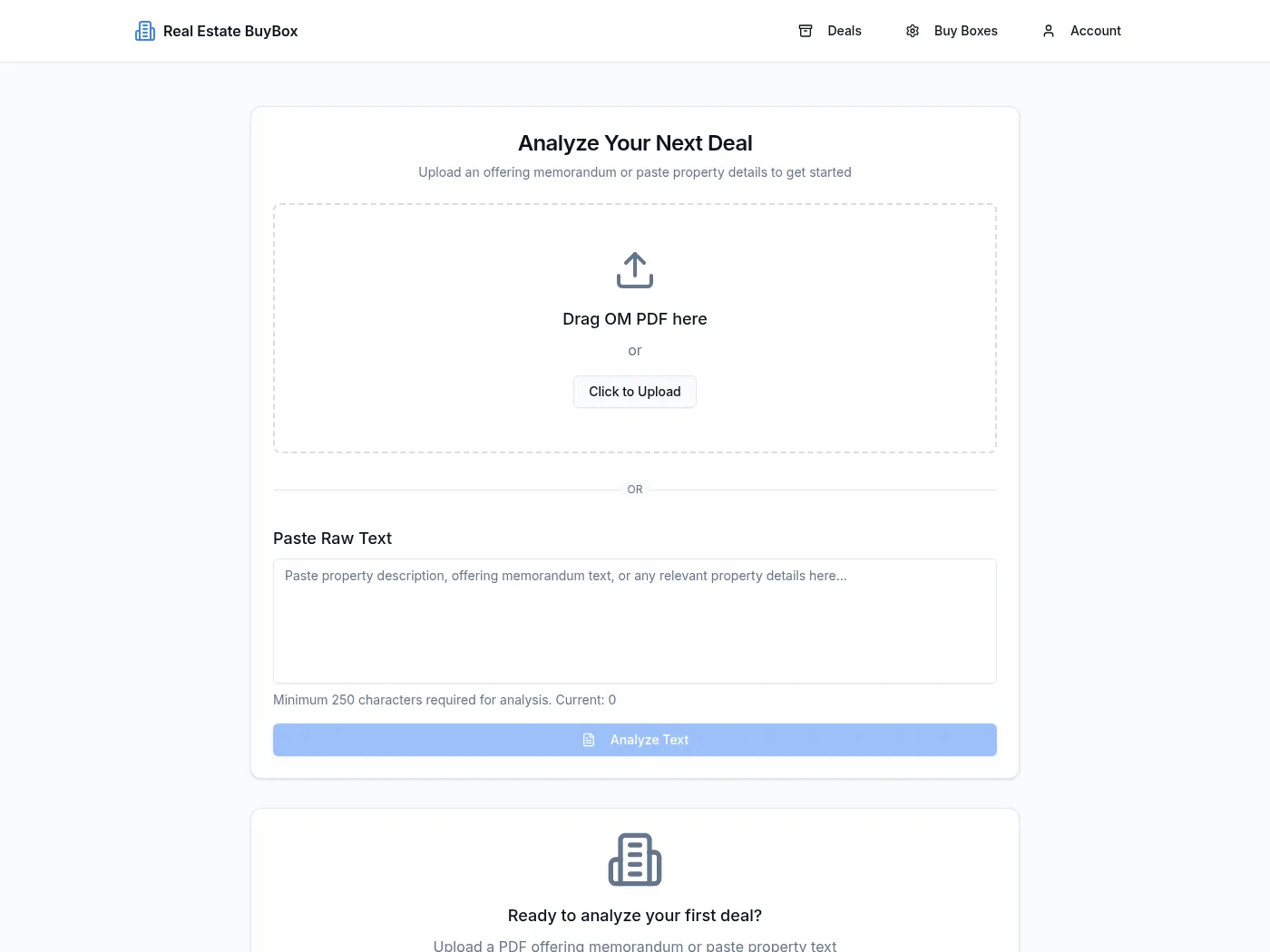 Real Estate BuyBox – AI-Powered Deal Scoring for CRE Investors