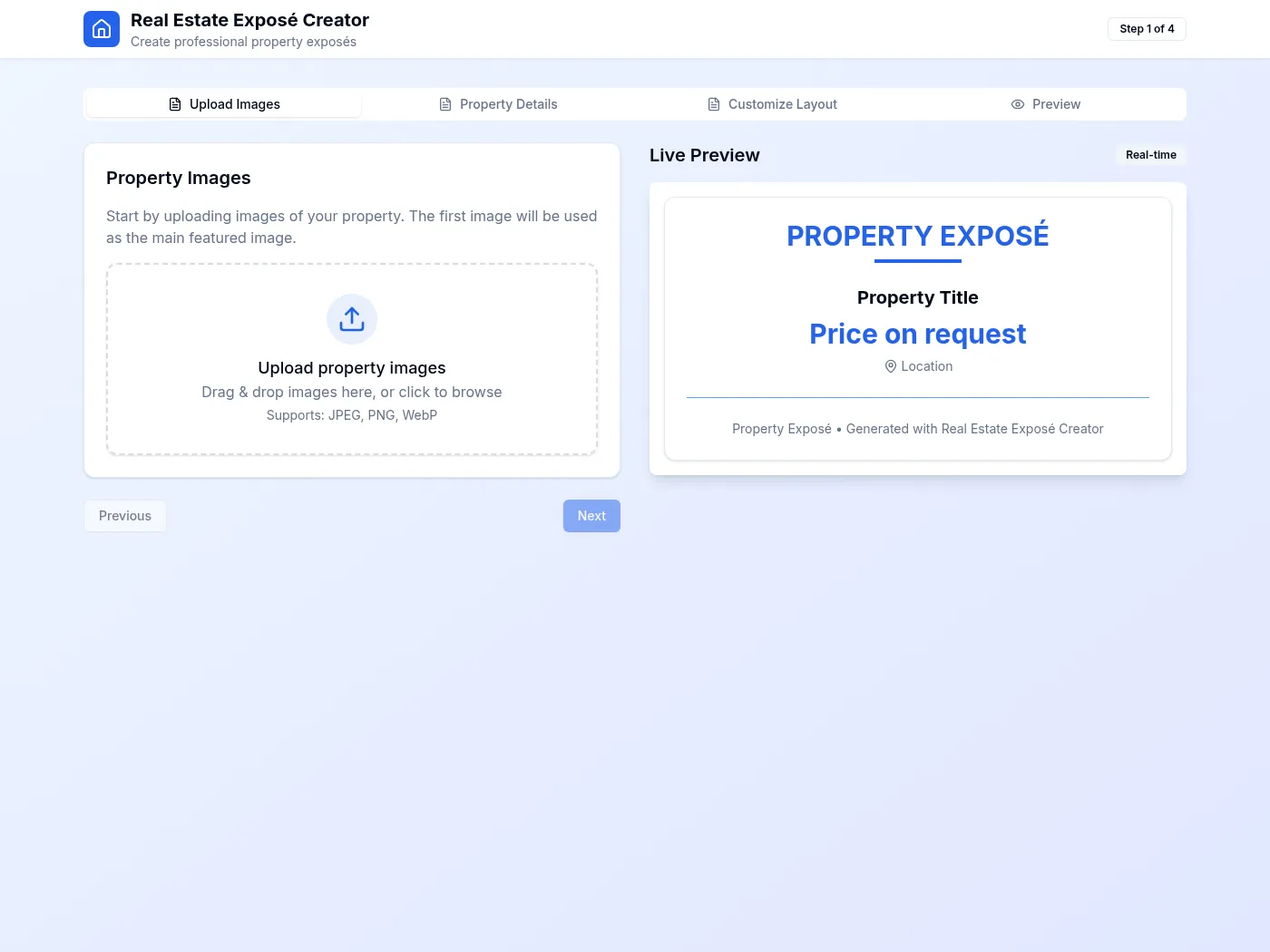 Real Estate Sales Exposé Creator