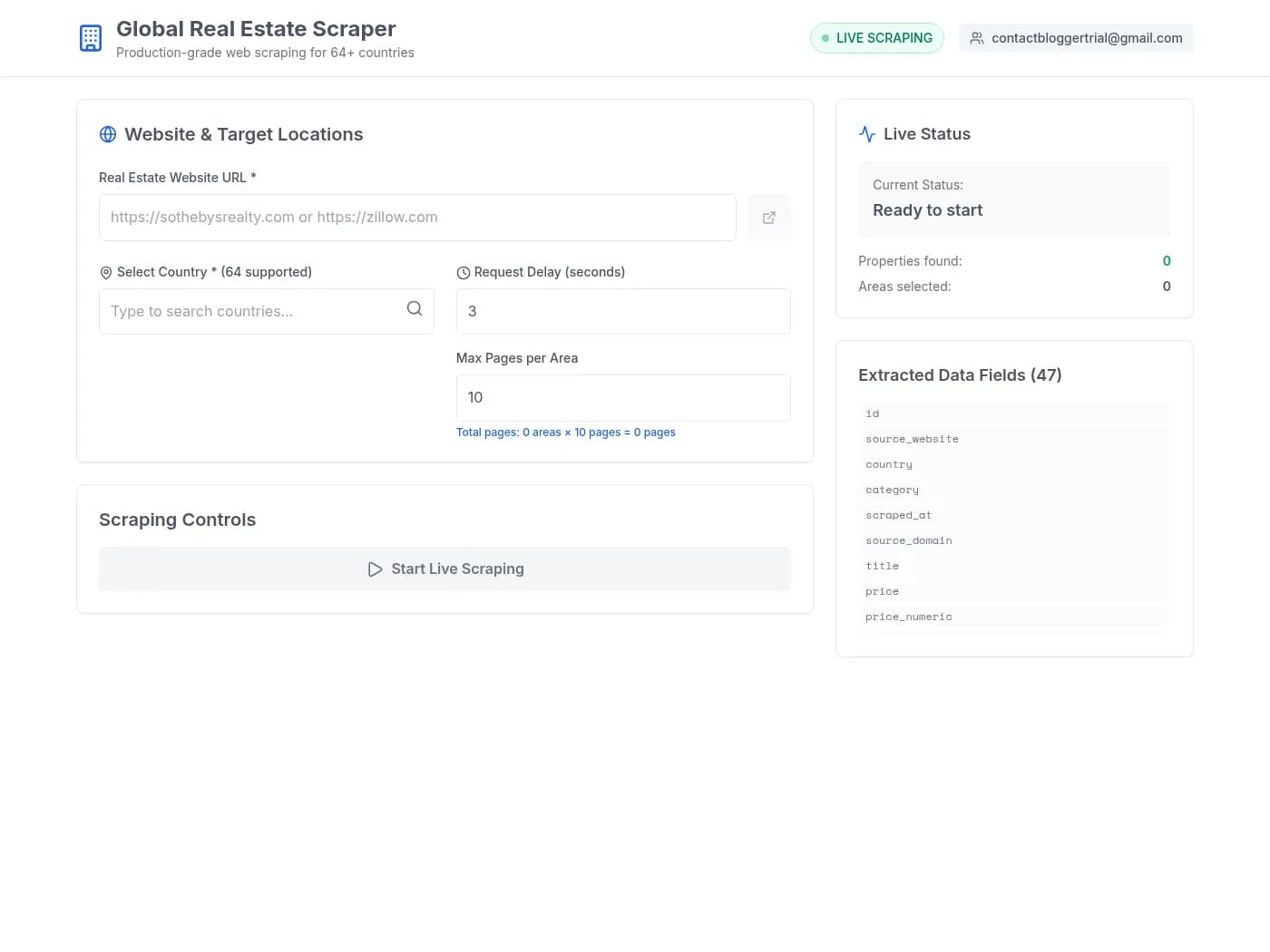 Global Real Estate Listing Scraper App