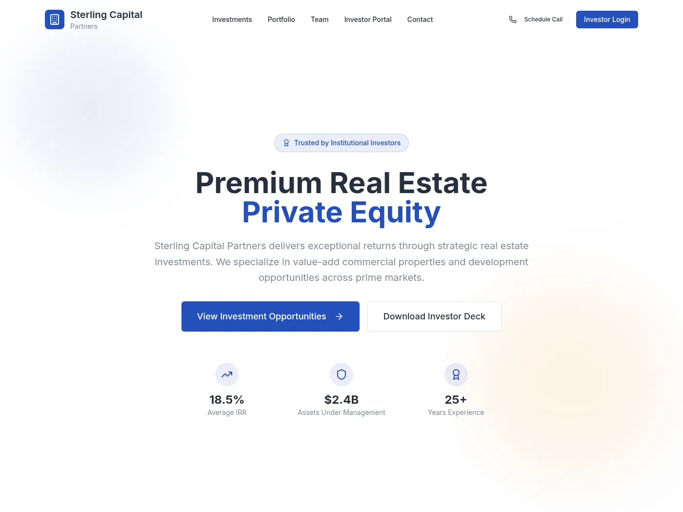 Real Estate Private Equity Firm Website