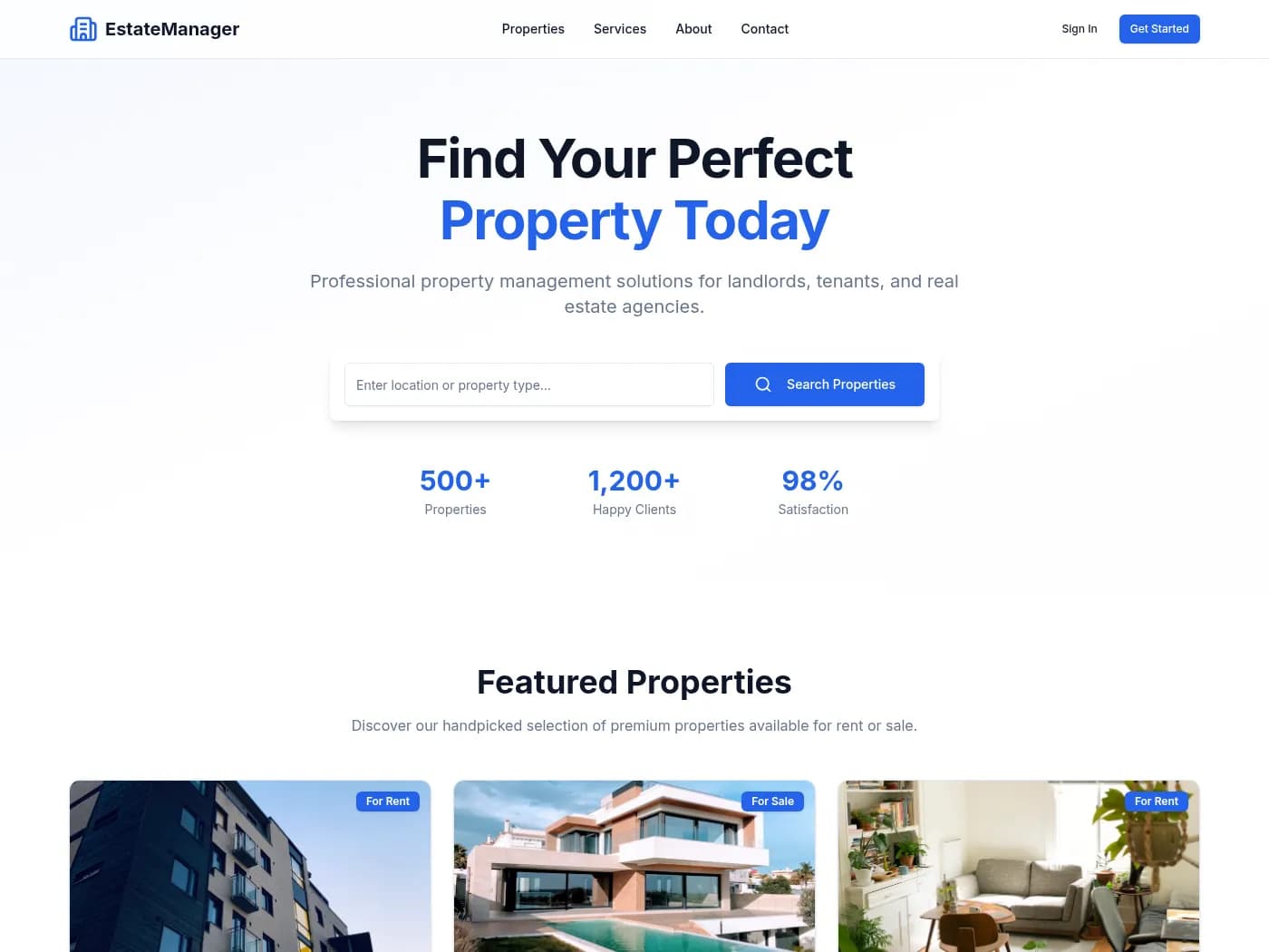 Real Estate Property Manager Website