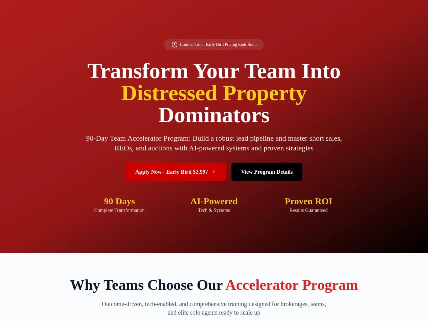 90-Day Real Estate Team Accelerator Landing Page