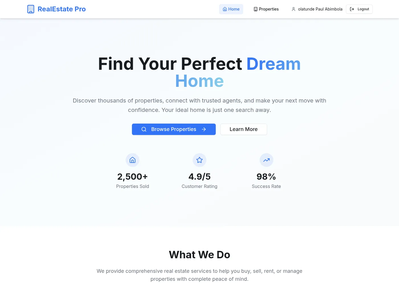 Complete Real Estate Web Application with ReactJS, Firebase Auth, and API Integration